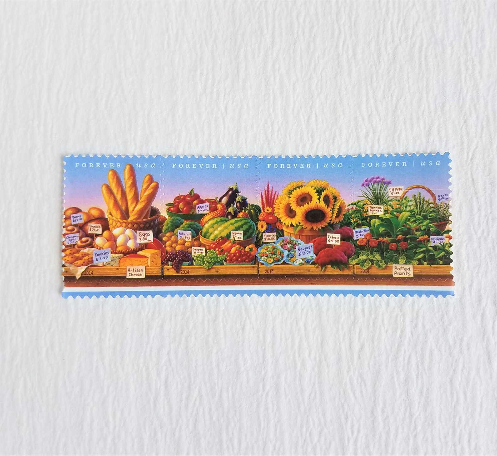 12 Vintage Postage Stamps .. Farmers Market FOREVER stamps .. | Etsy