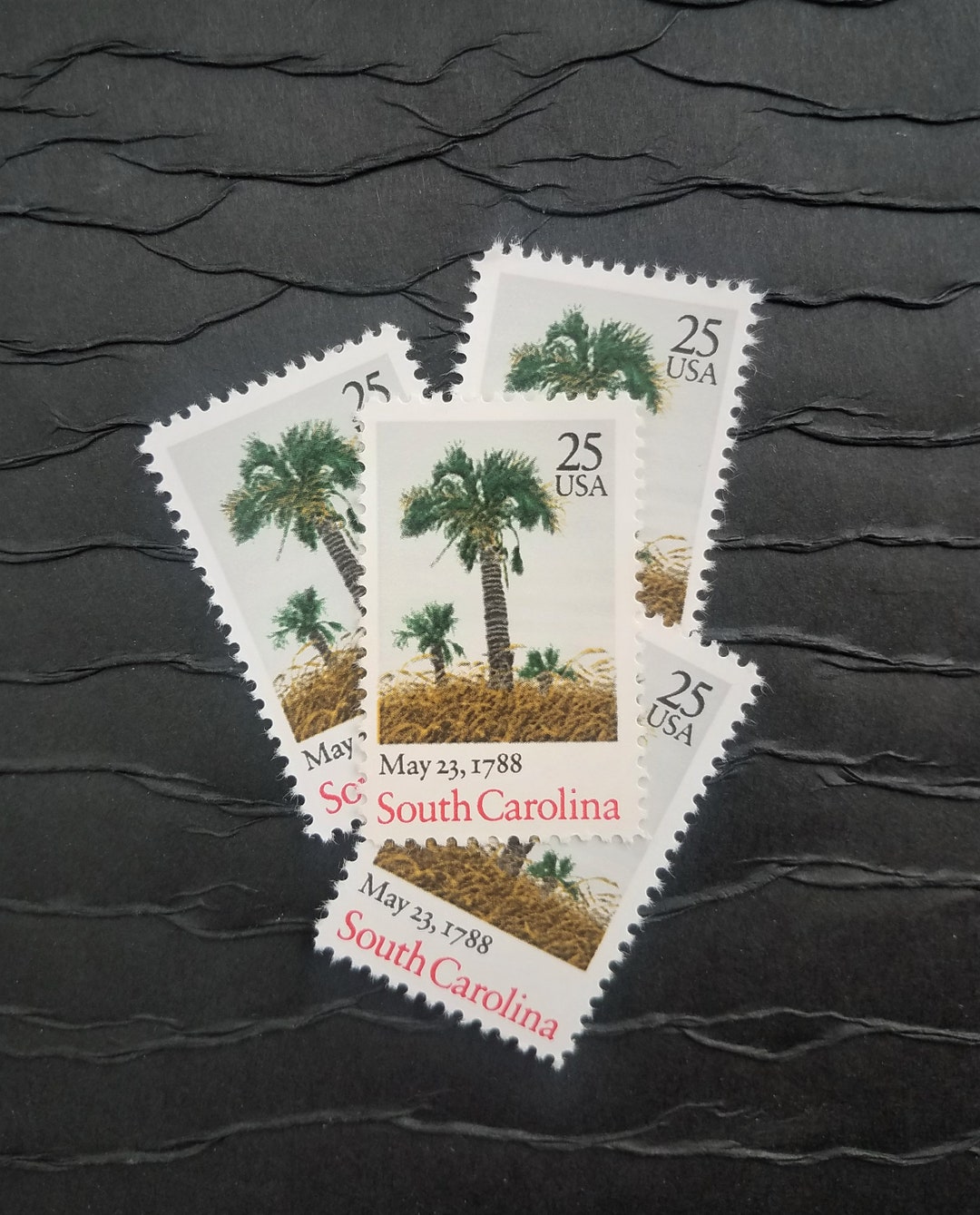 5 Vintage Postage Stamps .. South Carolina 25cent Stamp .. UNUSED ...