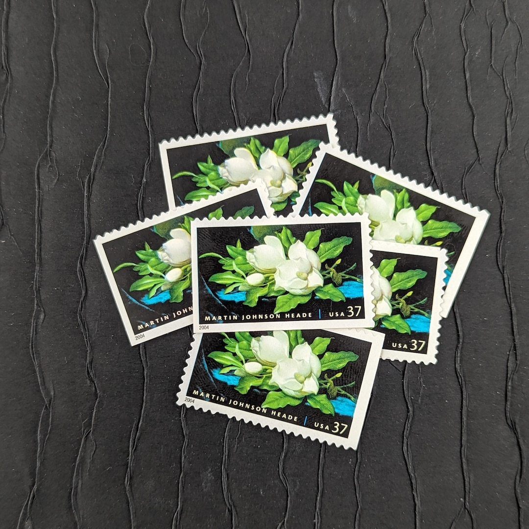 5 Vintage Postage Stamps .. Magnolia 37cent Stamps .. UNUSED .. #3872 ...