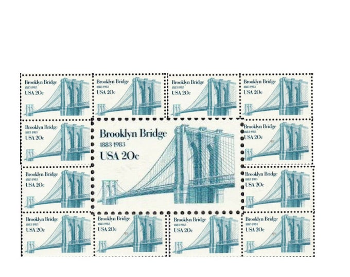 10 Vintage Postage Stamps .. Brooklyn Bridge NYC 20cent Stamp - Etsy