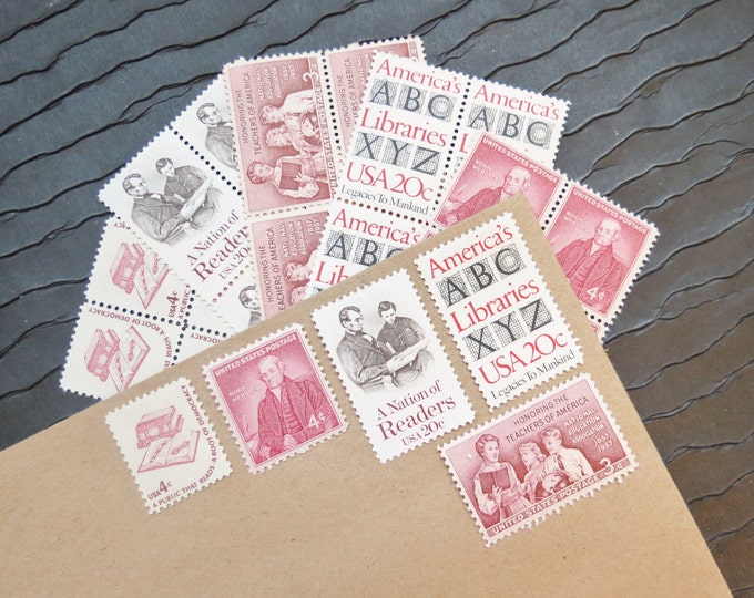 A B C .. Library .. Unused Vintage Postage Stamps .. Post 5 - Etsy