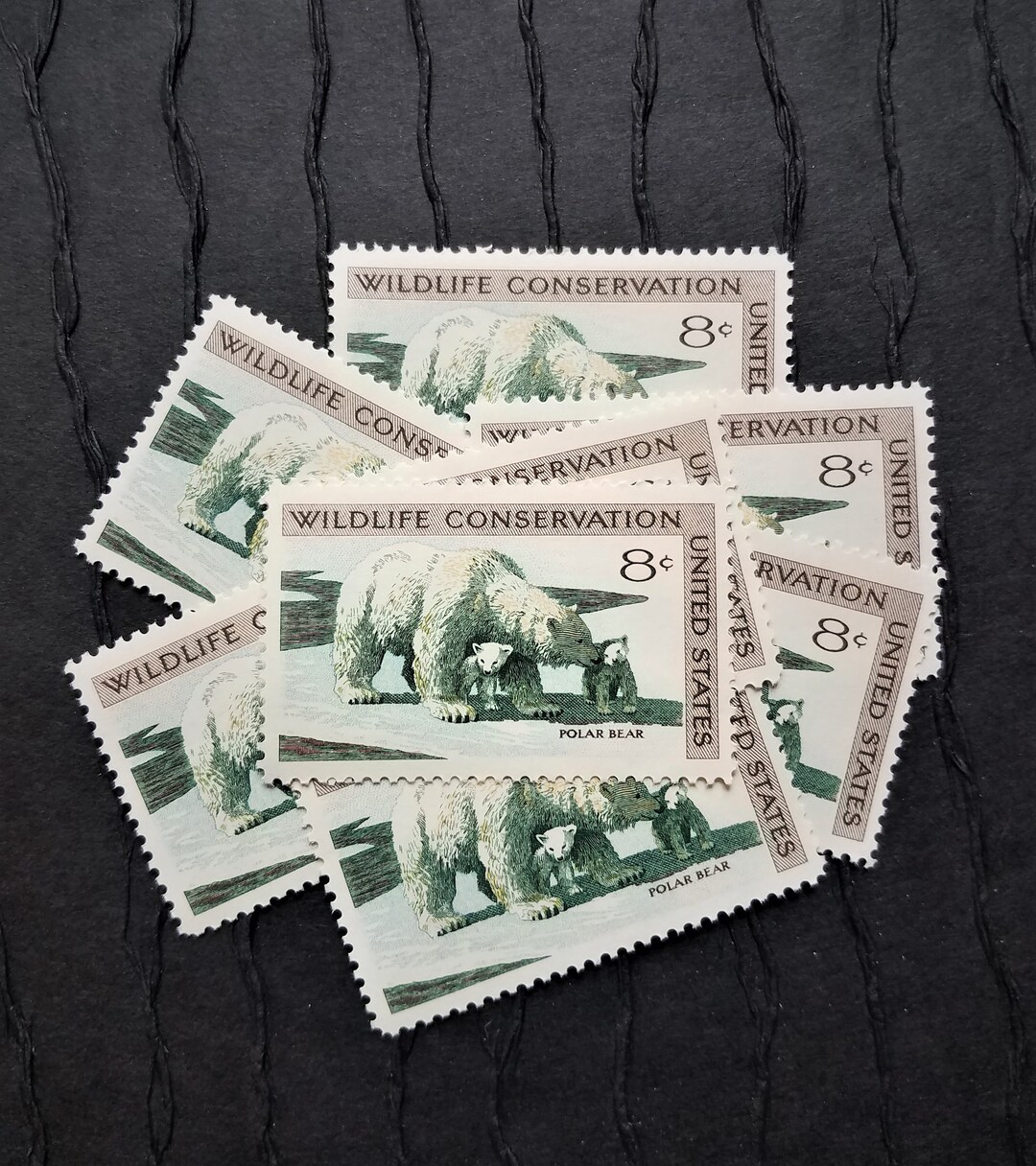 5 Vintage Postage Stamps .. Polar Bear 8cent Stamps .. UNUSED .. #1429 ...