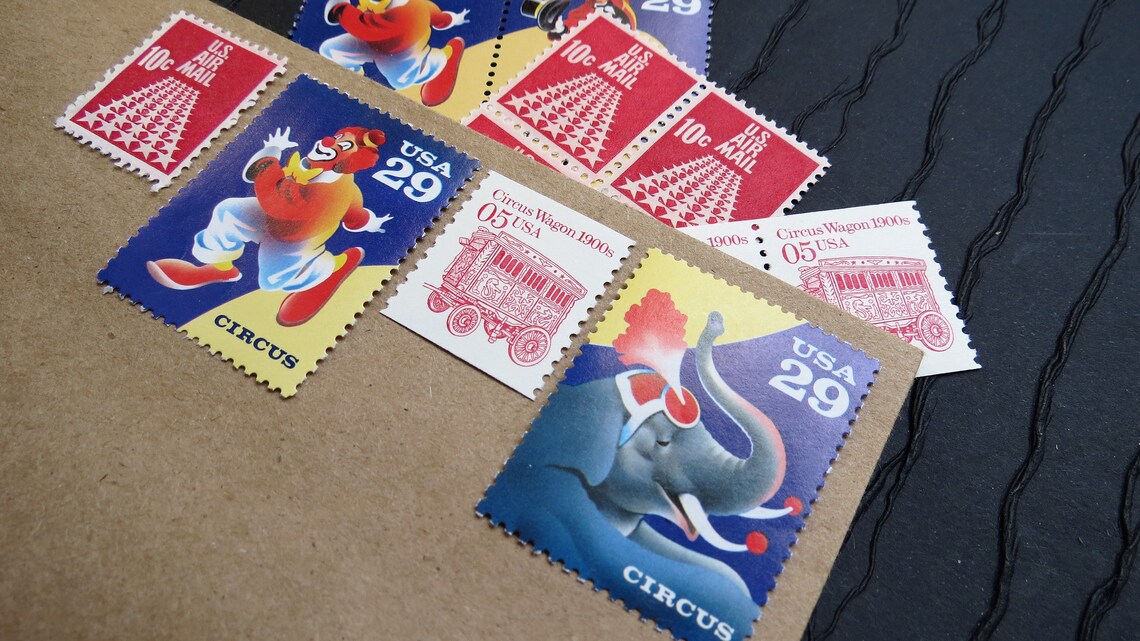 Circus .. Clown .. Vintage UNused Postage Stamps .. to post 5 | Etsy