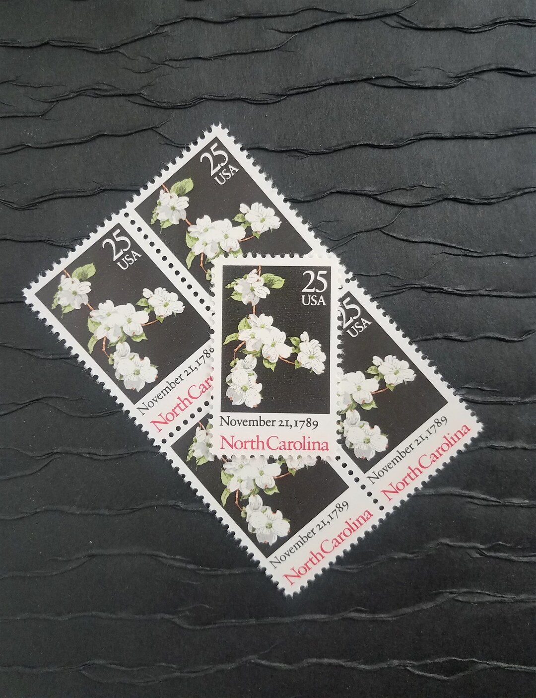 5 Vintage Postage Stamps .. North Carolina 25cent Stamp .. UNUSED ...