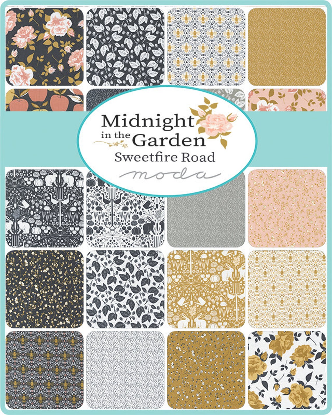 Moda Fabrics | Midnight in the Garden | 43125 11 | Mist | Sweetfire ...