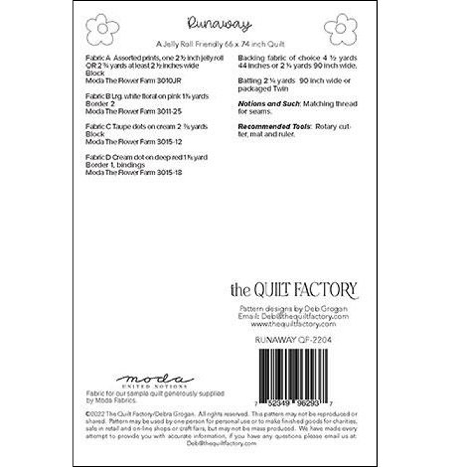 Runaway Quilt Factory QF-2204 Quilt Pattern Jelly Roll - Etsy