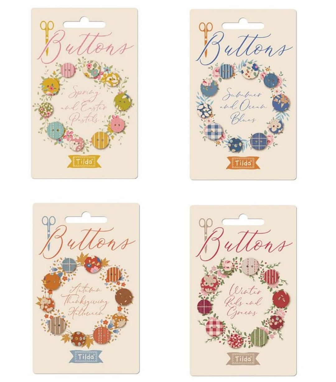 Tilda | Creating Memories Seasonal Button Card | 10 Mm and 12mm Buttons ...