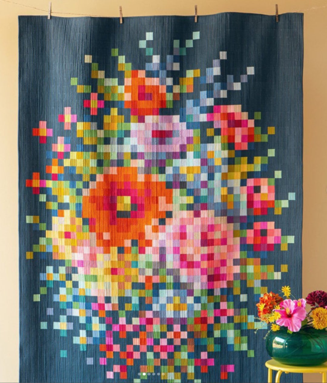 Tilda Original Embroidery Flower Quilt Kit | Tilda Solids | 63.5in X 81 ...