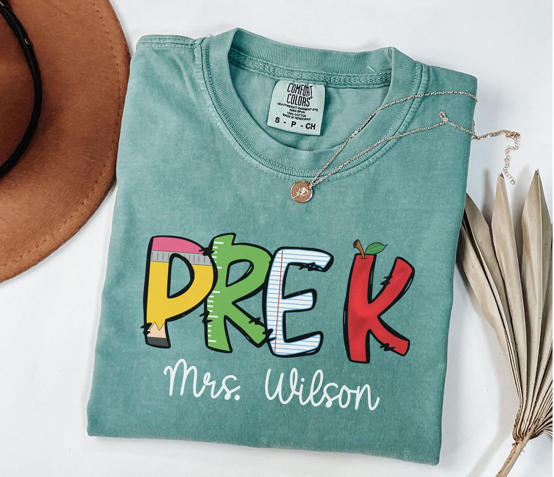 Custom Comfort Colors Teacher Shirt, Personalized Name Pre K Tshirt ...