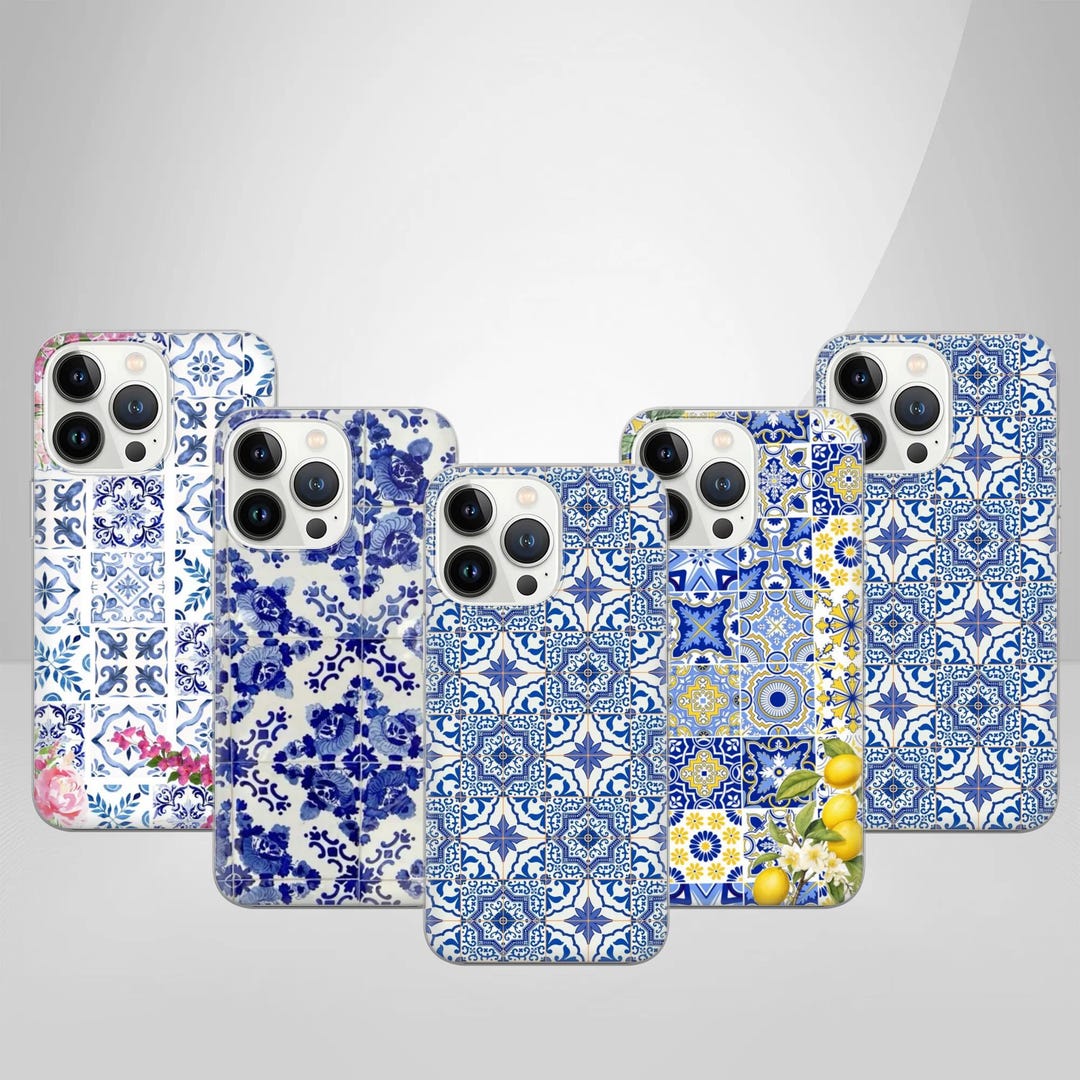 Kintsugi Phone Case: Porto Blue Tile Design, Flexible Gel TPU Cover - Etsy