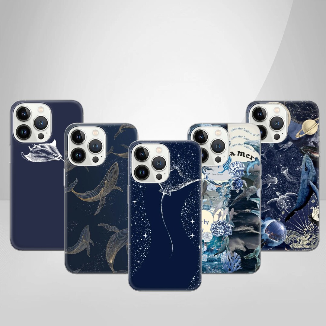 Cute Whale Shark Phone Case Blue Costal Sea Animals Cover for iPhone 16 ...
