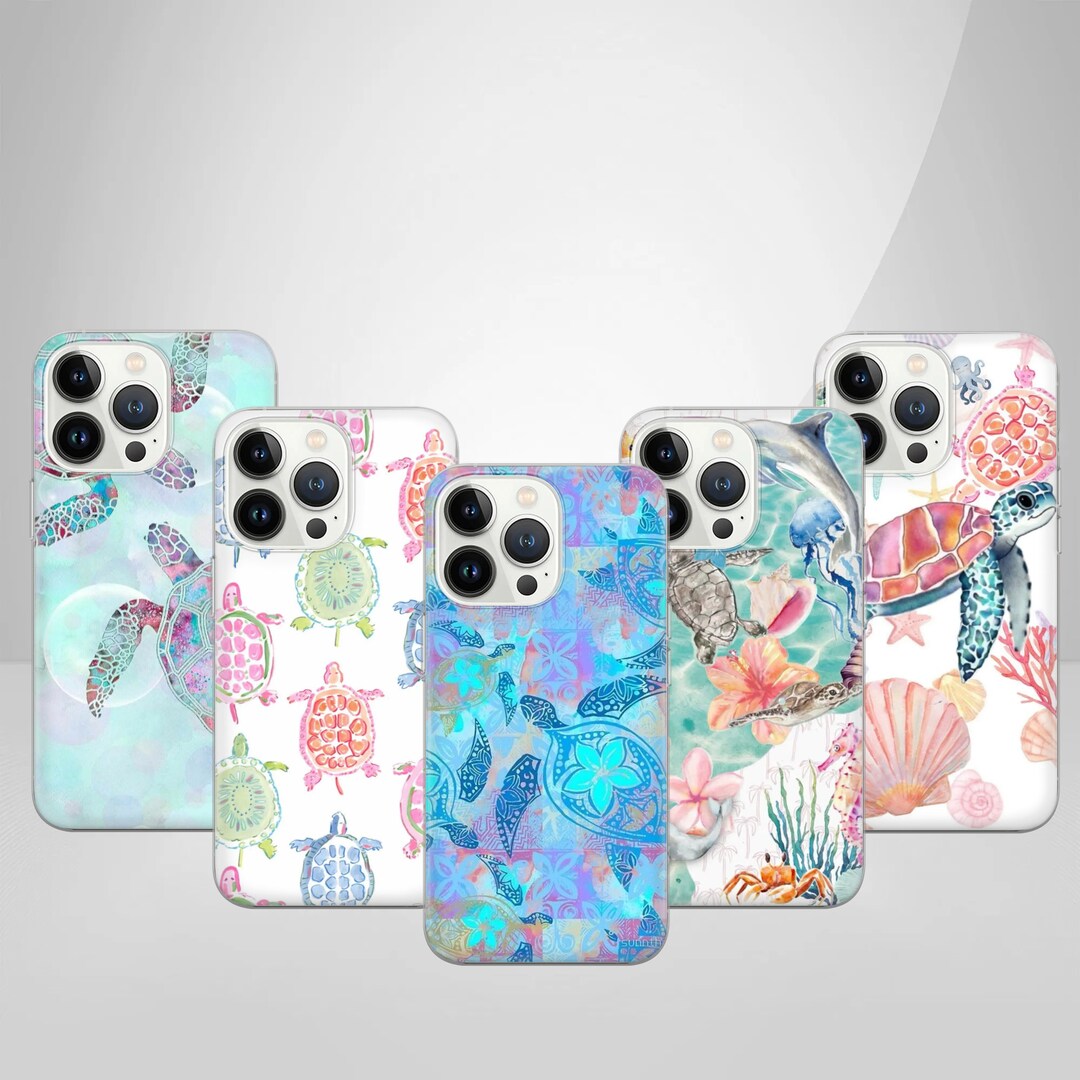 Sea Turtle Phone Case Aquatic Cover for iPhone 16 Pro, 15, 14, 13, 12 ...