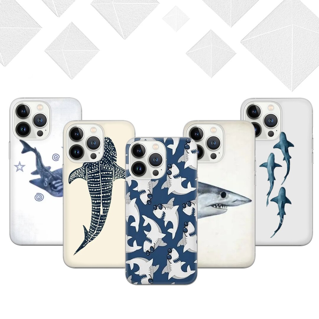 Shark Phone Case Sea Life Ocean Cover for iPhone 16 Pro, 15, 14, 13, 12 ...