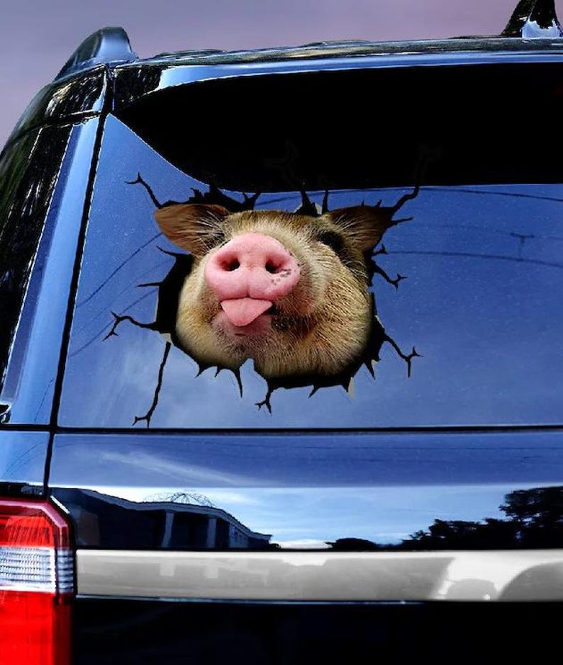 Funny Pig Vinyl Decal for Car, Pink Pig Bumper Sticker, Pig Vinyl ...