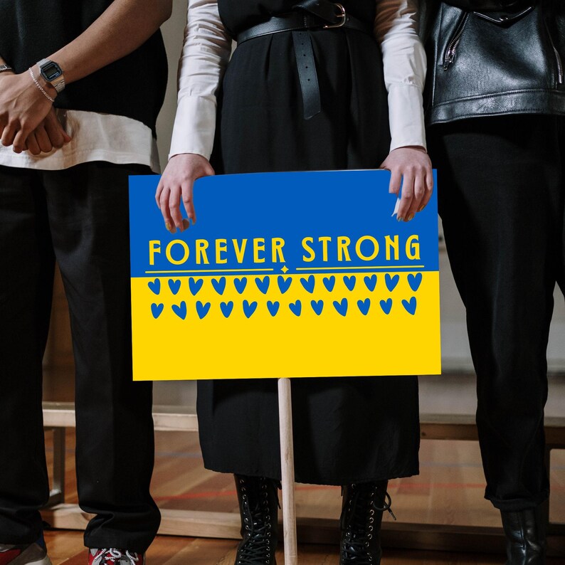 Support Ukraine Protest Signs - Forever Strong Sunflower Poster - Etsy