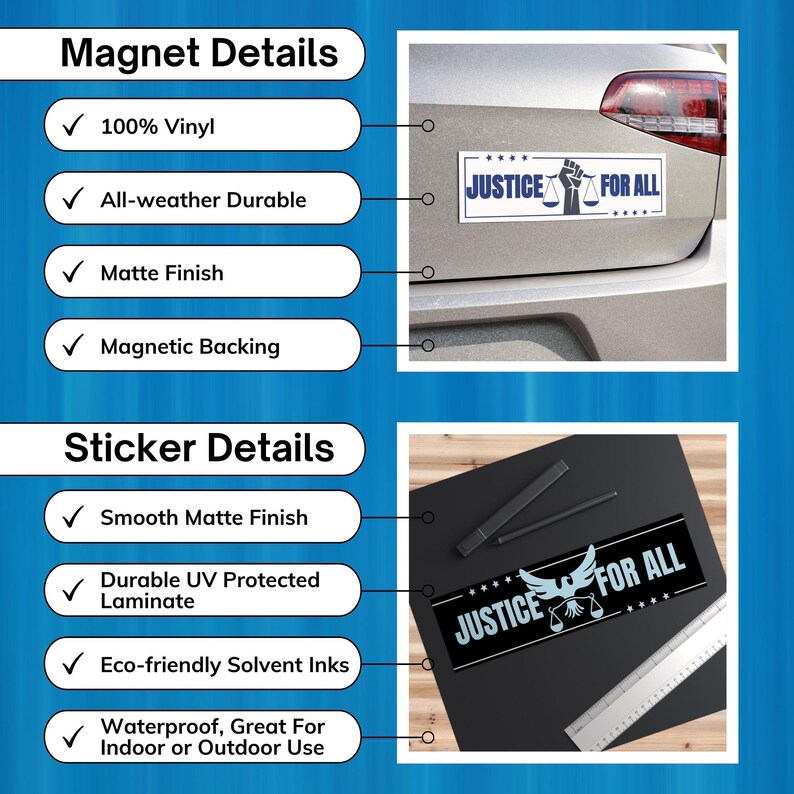 Anti-racism Bumper Magnet and Resistance Stickers, Justice for All - Etsy