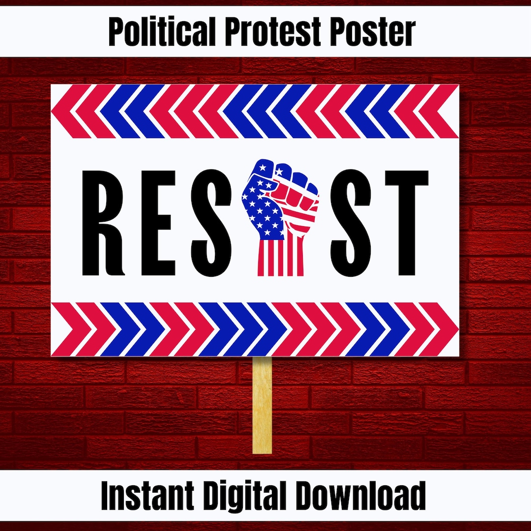 RESIST Protest Signs: American Flag Fist, Anti-trump Poster - Etsy