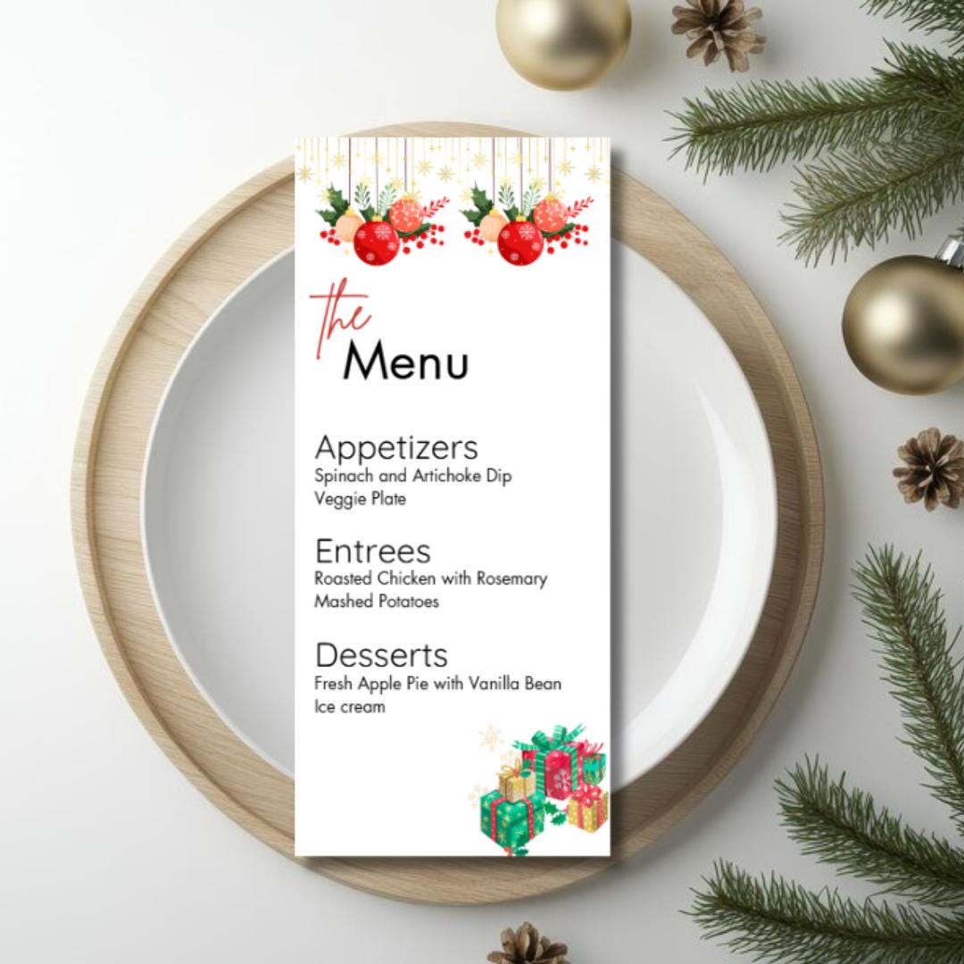 Party Menu Customizable Canva Template Holiday Party Food Menu ...