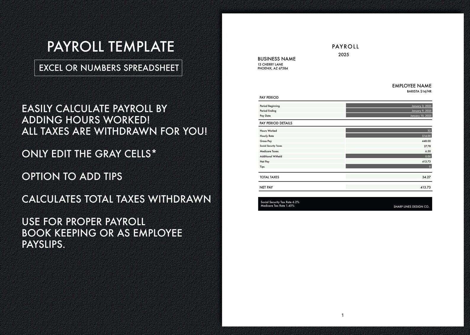 PAYROLL BOOKKEEPING for Small Business Employee Pay Period Calculation ...