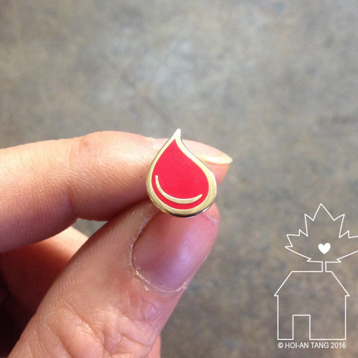 Blood Drop or Tear Drop Lapel Pin 14k Gold Plated Hard | Etsy