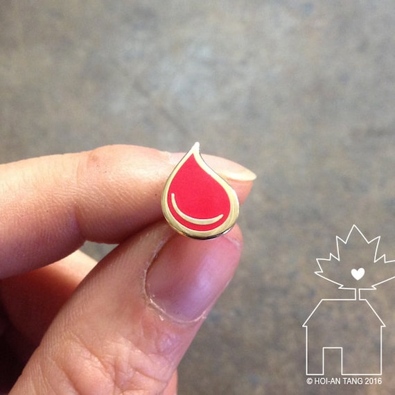 Blood Drop or Tear Drop Lapel Pin 14k Gold Plated Hard - Etsy UK