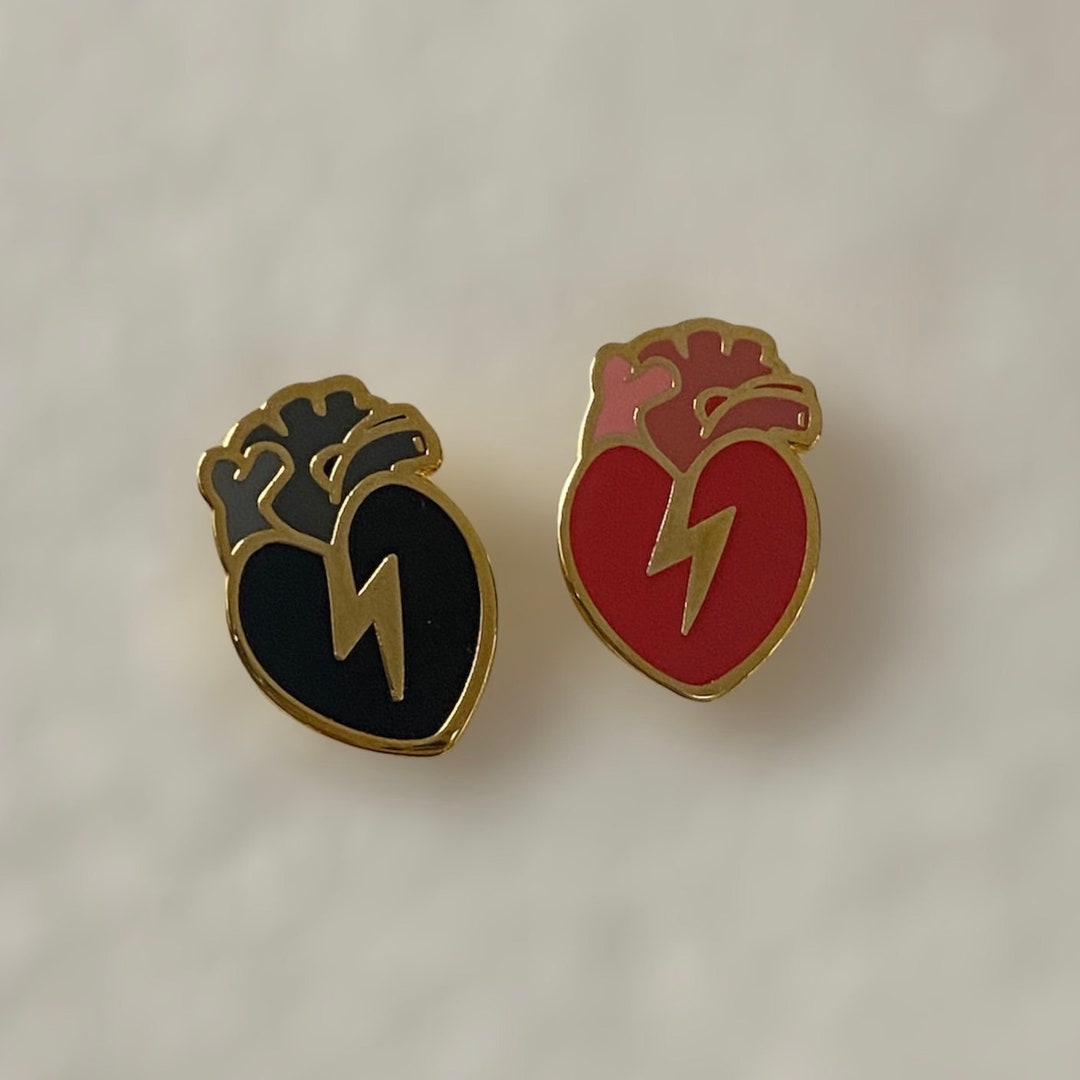 Anatomical Heart Hard Enamel Pin 14k Gold Plated Dark Heart - Etsy