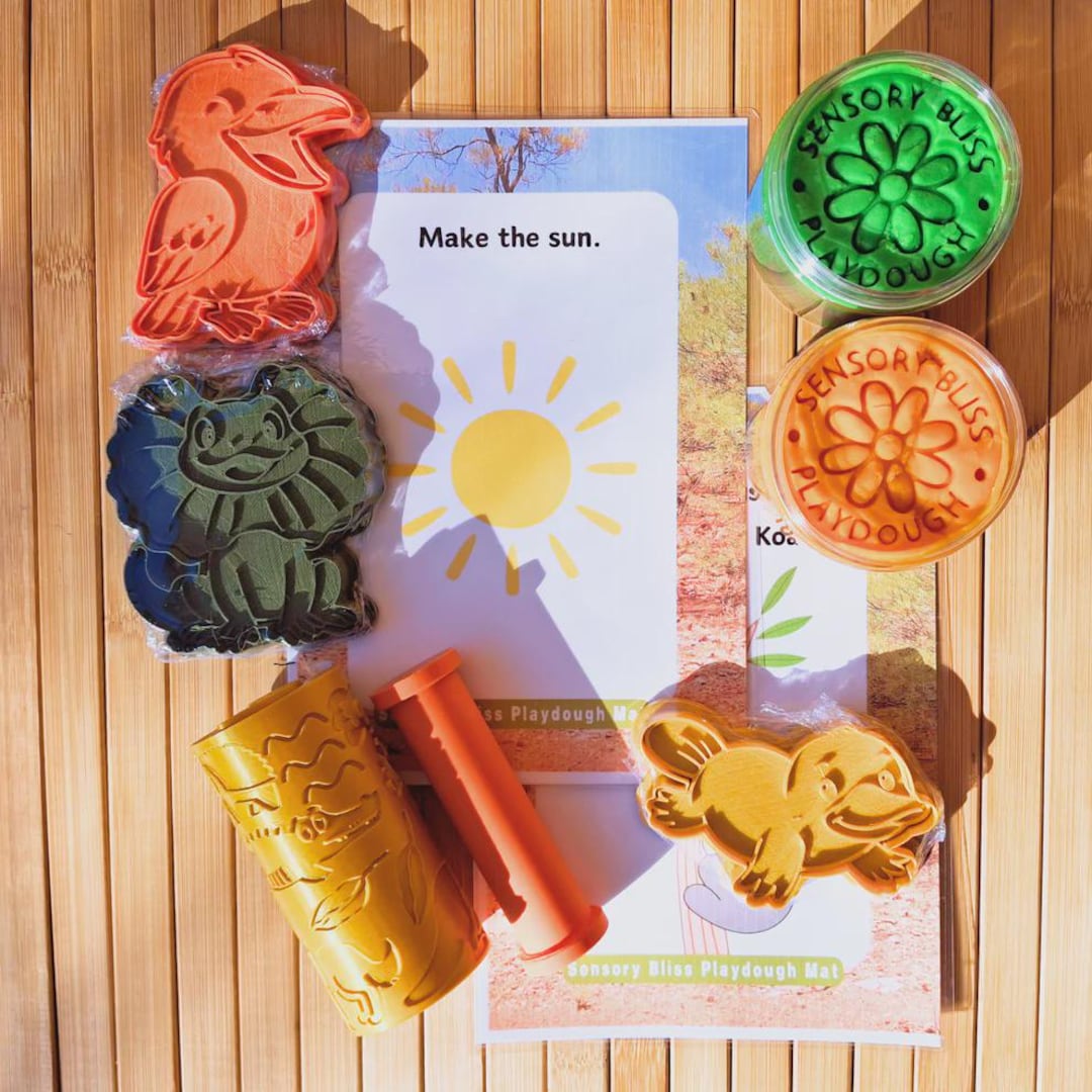 Australian Animals Playdough Kit - Cutters, Stamps, Patterned Roller ...