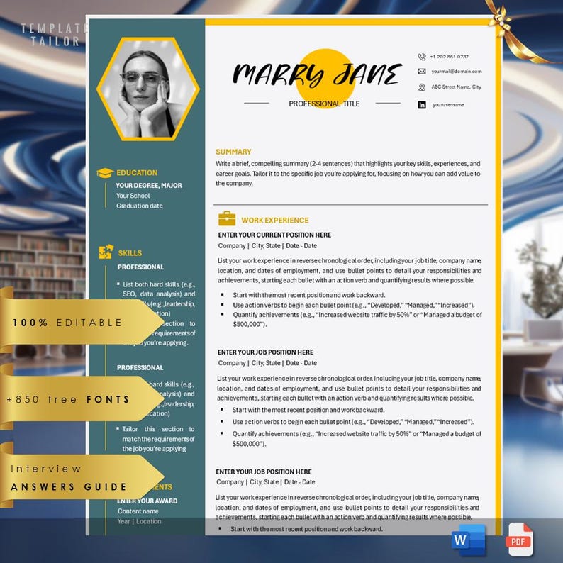 Creative Resume Template 03 | Unique Design | Editable | Instant ...