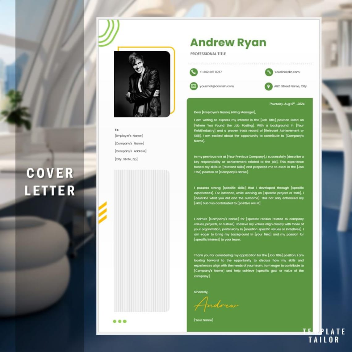 Editable Modern Resume 18 | Stylish CV Template | Word & Google Docs - Etsy