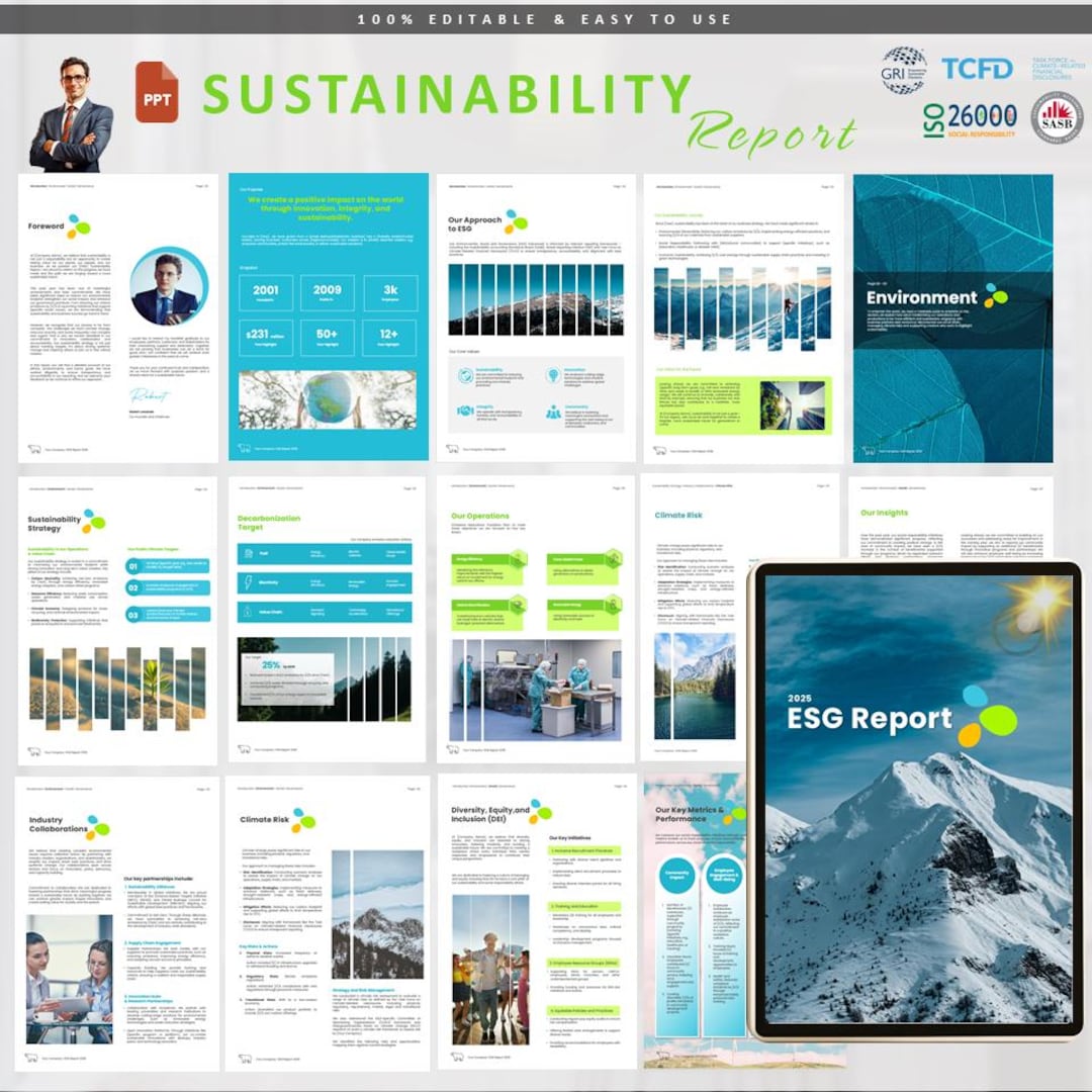 Sustainability & ESG Report Template ESG03 | Align With Global ...