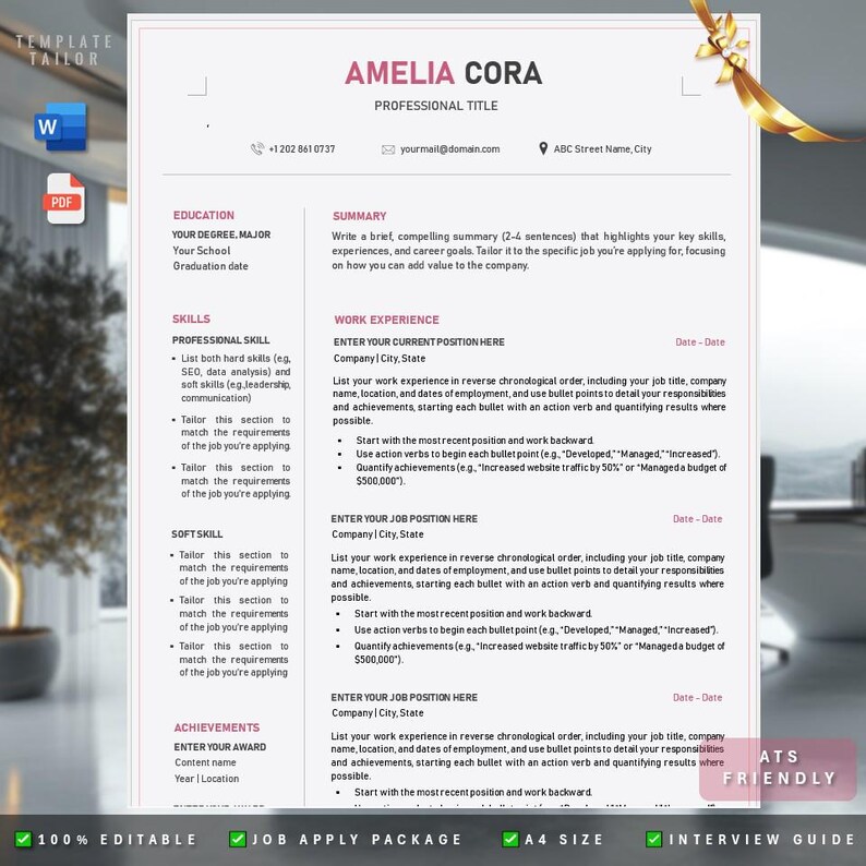 Clean Professional Resume Template 05 | Minimalist Style | Editable ...