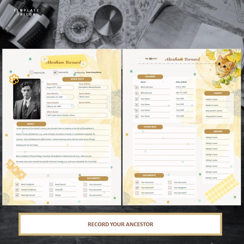 Editable Family History Book Template, Genealogy Journal, Ancestry ...