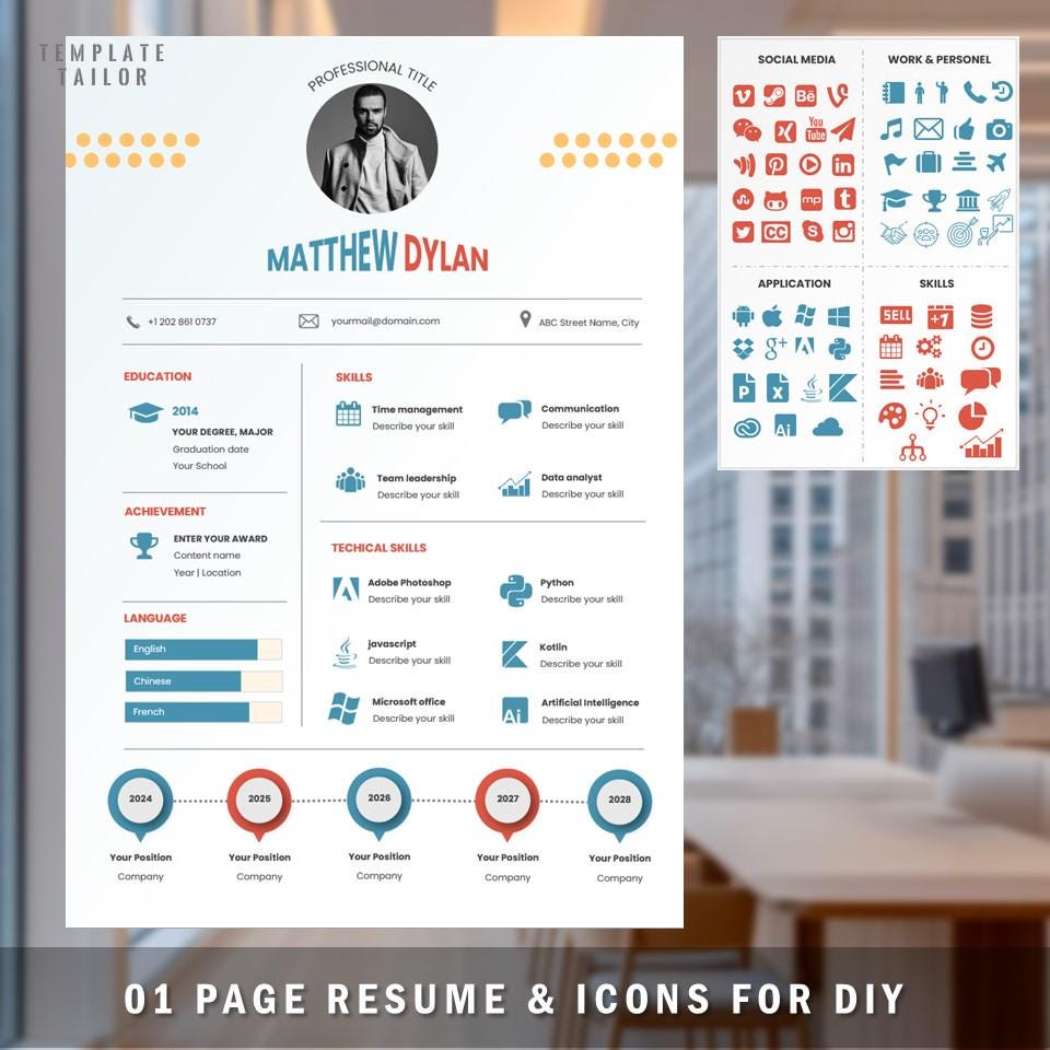 Infographic Resume Template 23 | Creative & Visual CV Design | Instant ...