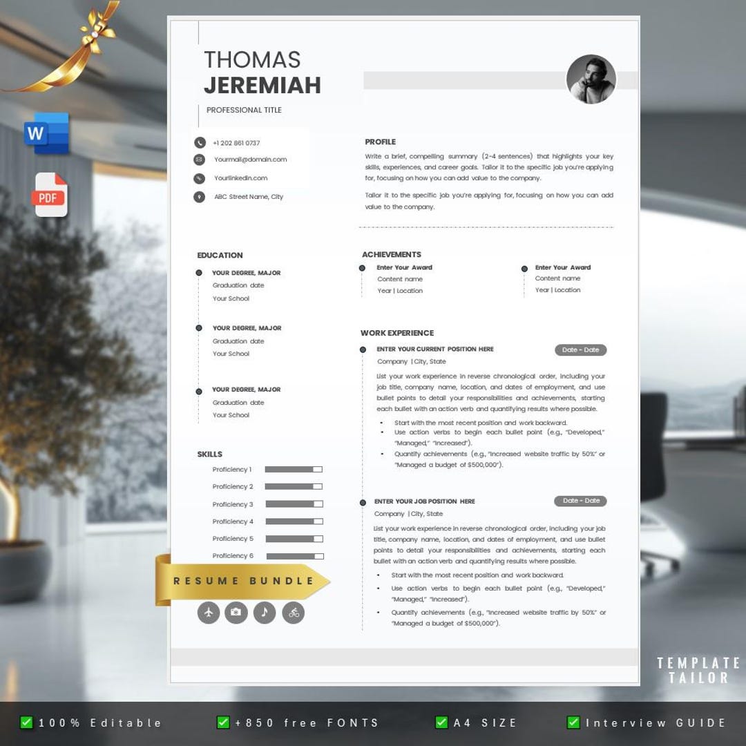 Sleek Resume Template 19 | Tailored for Professionals | Instant ...