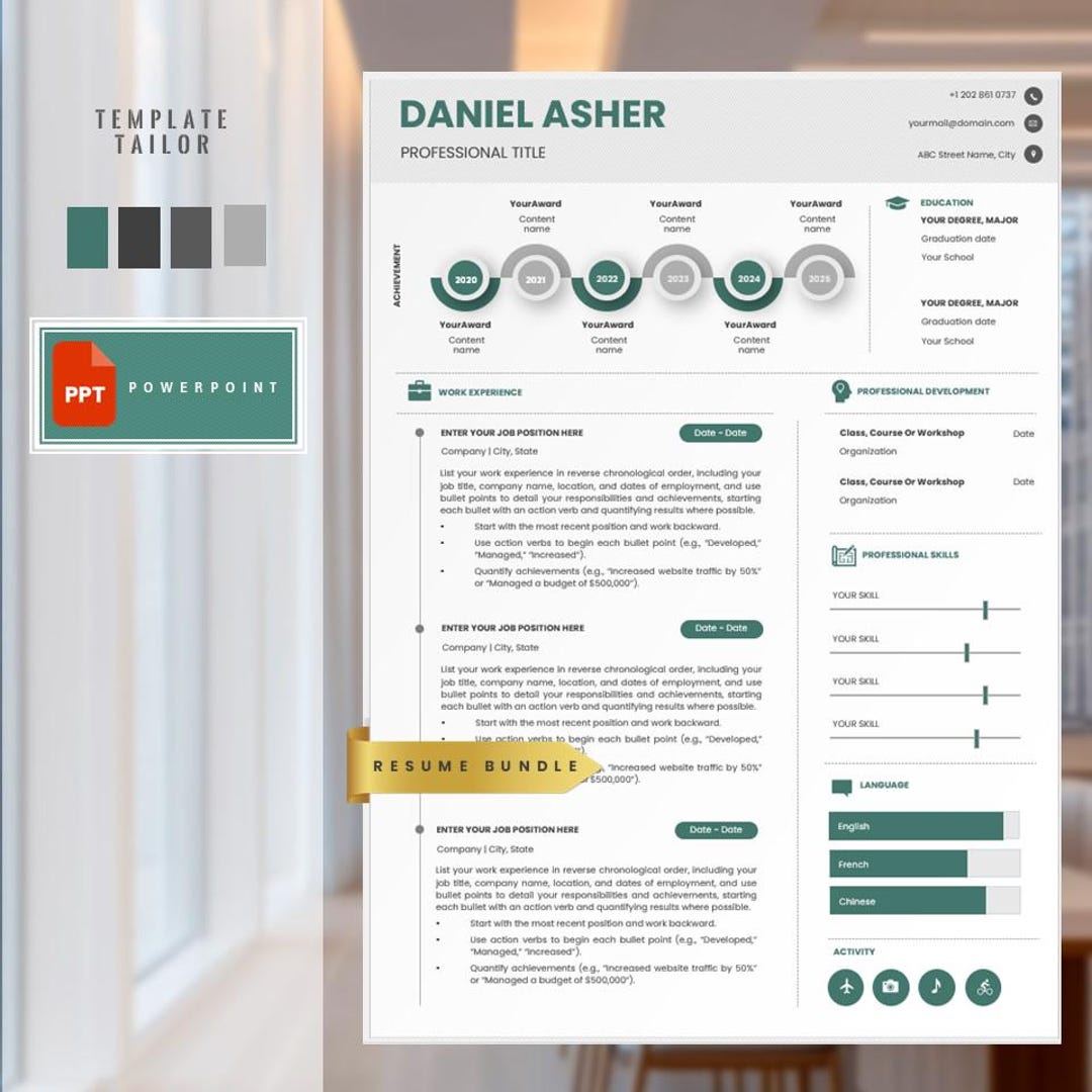 Visual Resume Template: Infographic Design, Easy to Customize ...