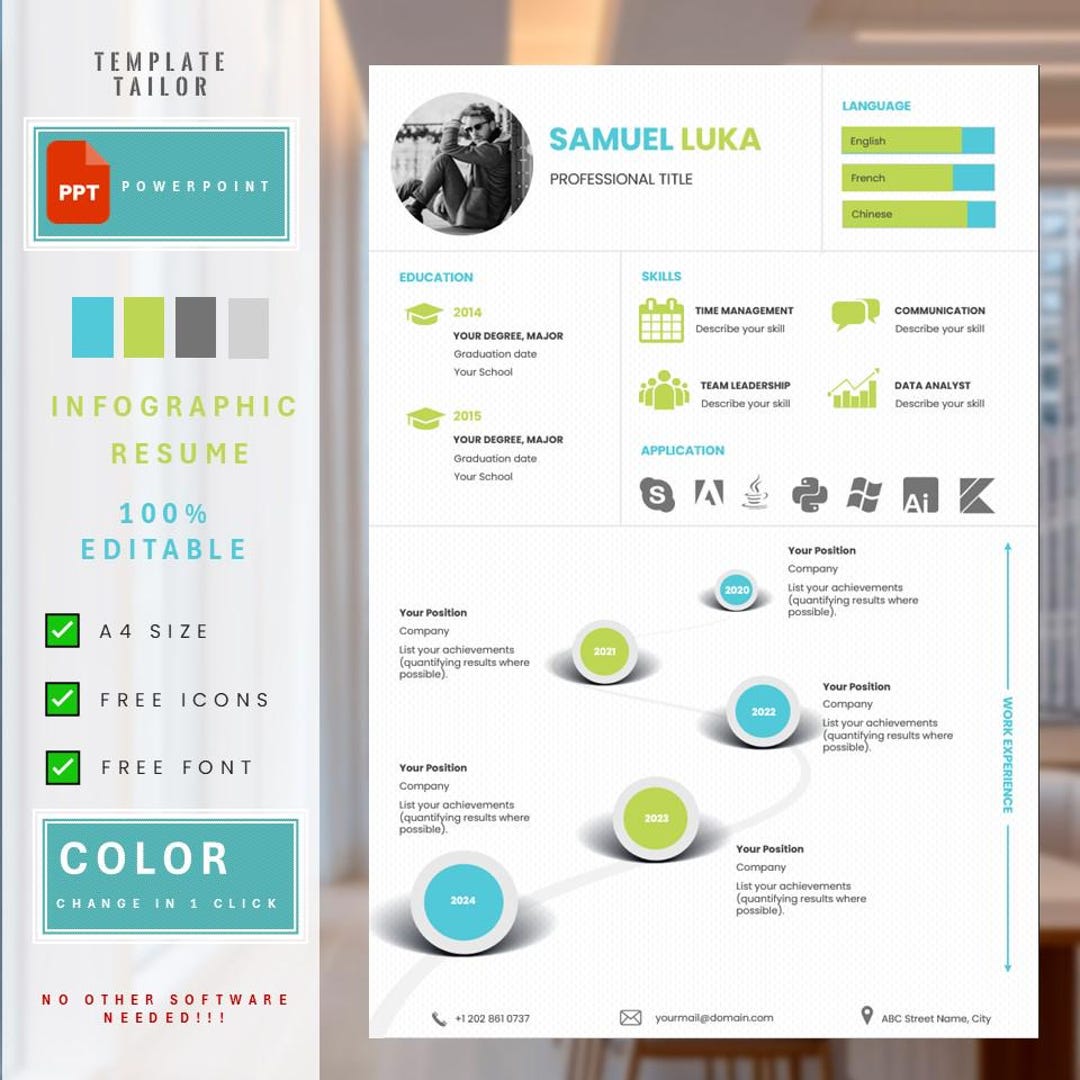 Modern Infographic Resume 22 | Stylish & Professional | Customizable ...