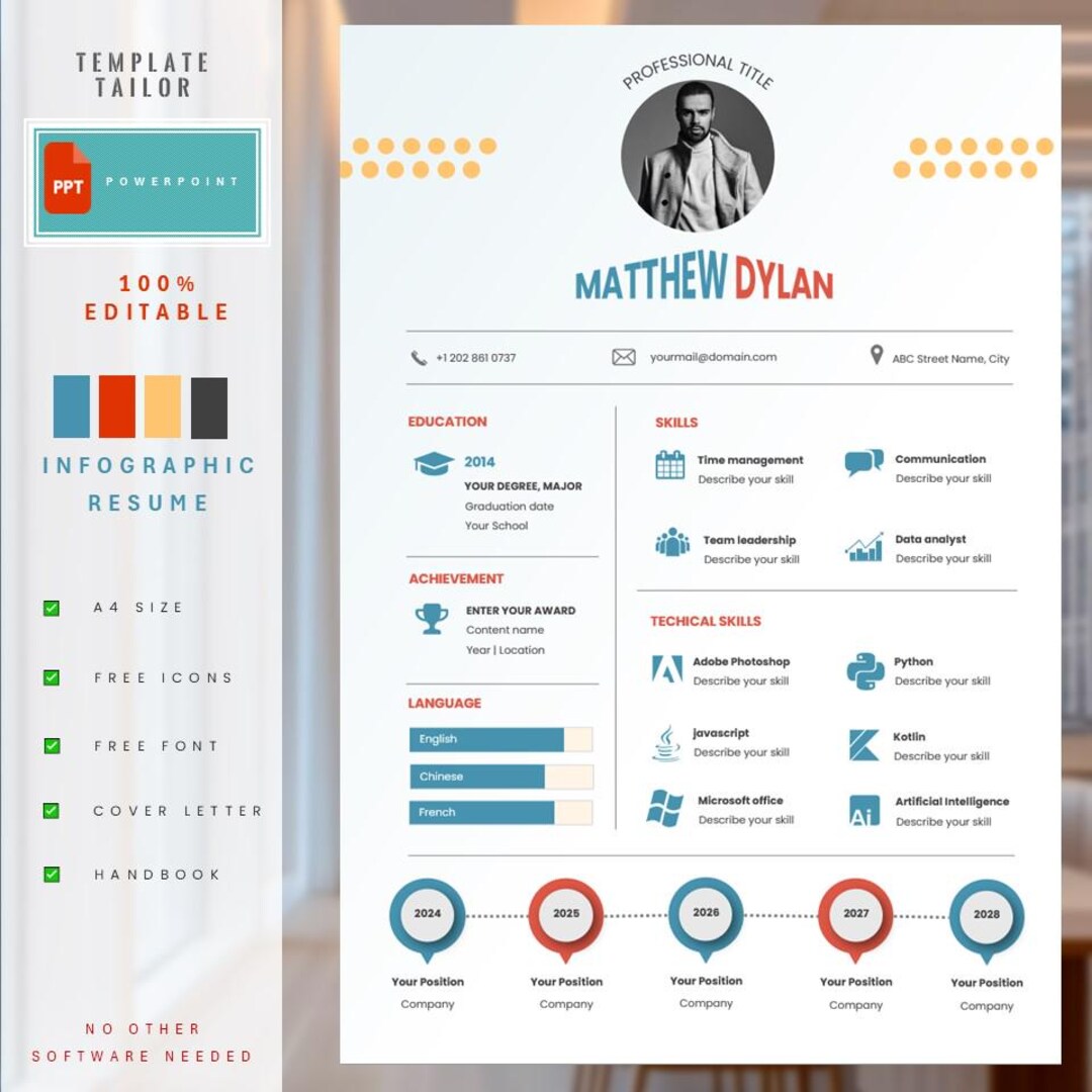 Infographic Resume Template 23 | Creative & Visual CV Design | Instant ...