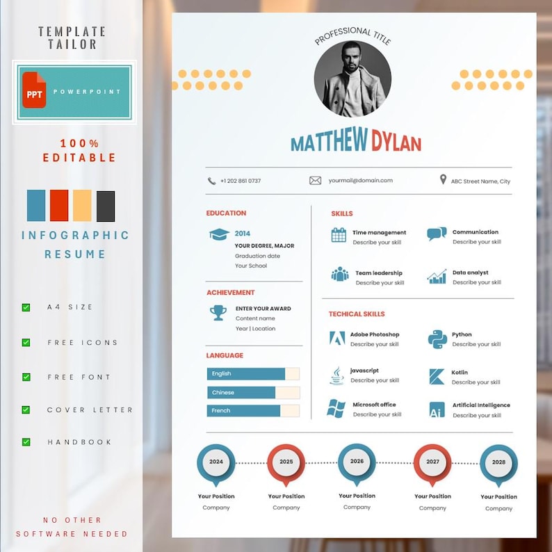 Infographic Resume Template 23 | Creative & Visual CV Design | Instant ...