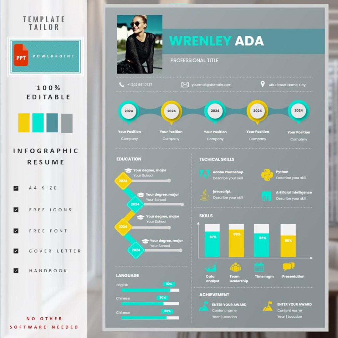 Editable Infographic Resume 26 | Unique Design for Job Seekers ...