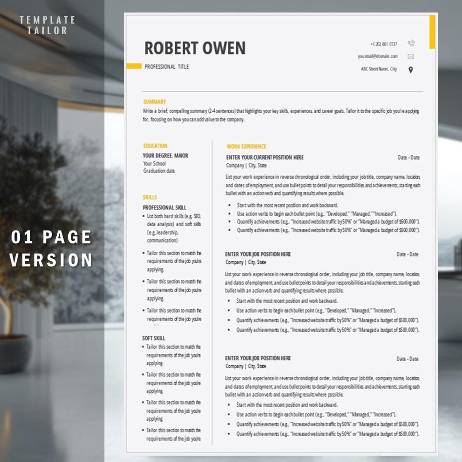 Clean Professional Resume Template 07 | Minimalist Style | Editable ...
