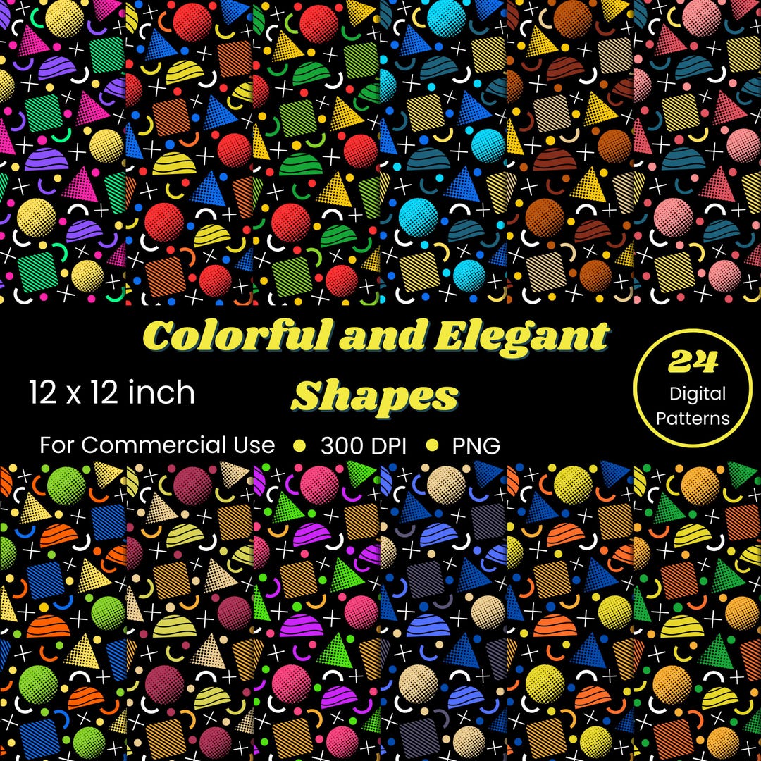 Colorful Geometric Digital Pattern Pack for Creative Projects Modern ...