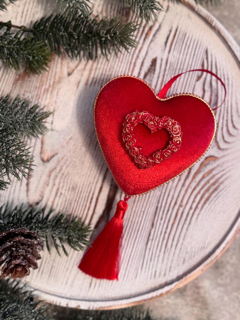 Royal Red Velvet Christmas Tree Decorations - Handmade Oranaments - Etsy