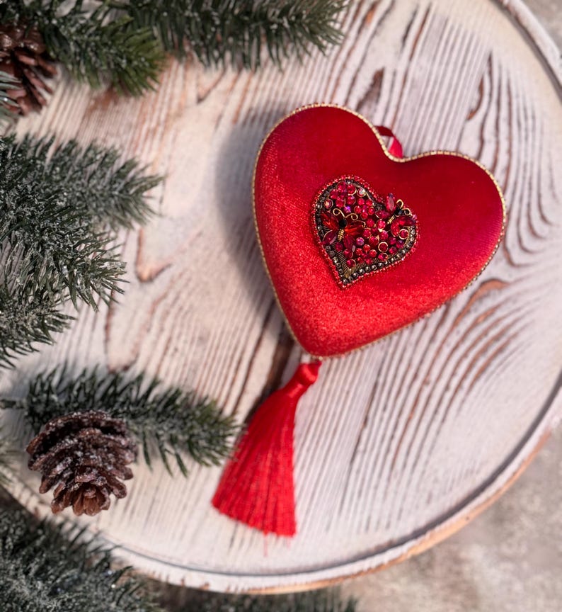 Royal Red Velvet Christmas Tree Decorations - Handmade Oranaments - Etsy