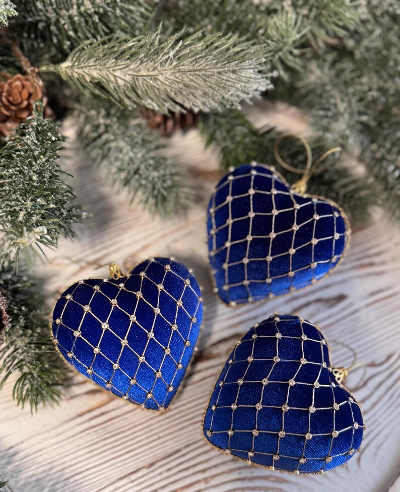 Royal Blue Velvet Christmas Tree Decorations - Handmade Oranaments - Etsy
