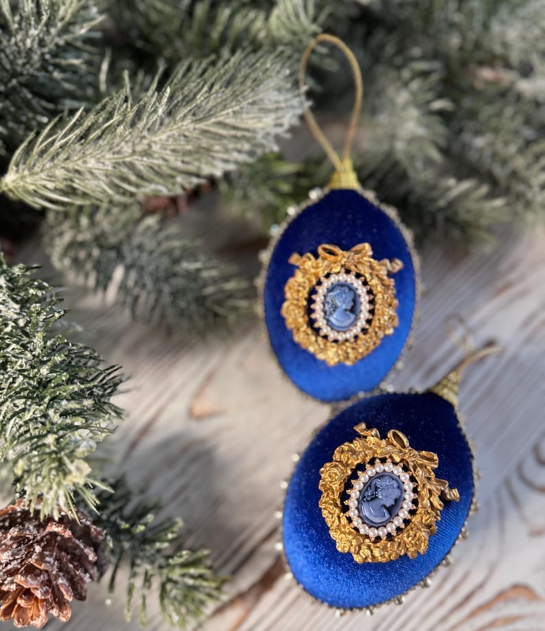 Royal Blue Velvet Christmas Tree Decorations - Handmade Oranaments - Etsy