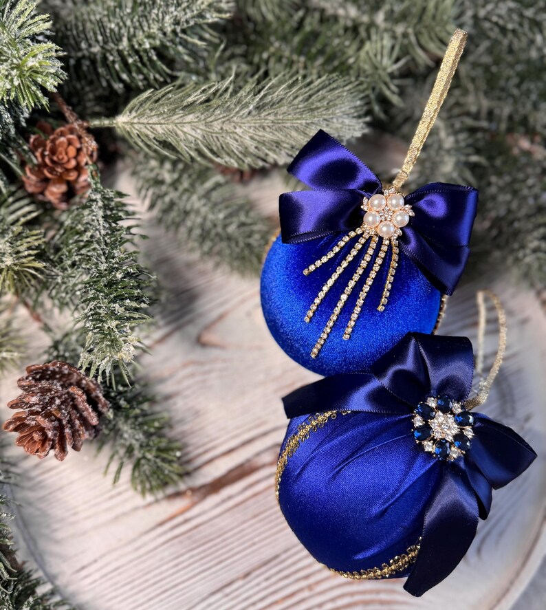 Royal Blue Velvet Christmas Tree Decorations - Handmade Oranaments - Etsy