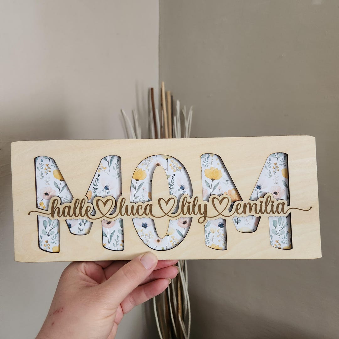 Custom MOM Wooden Sign With Kids' Names | Personalized Mother's Day ...