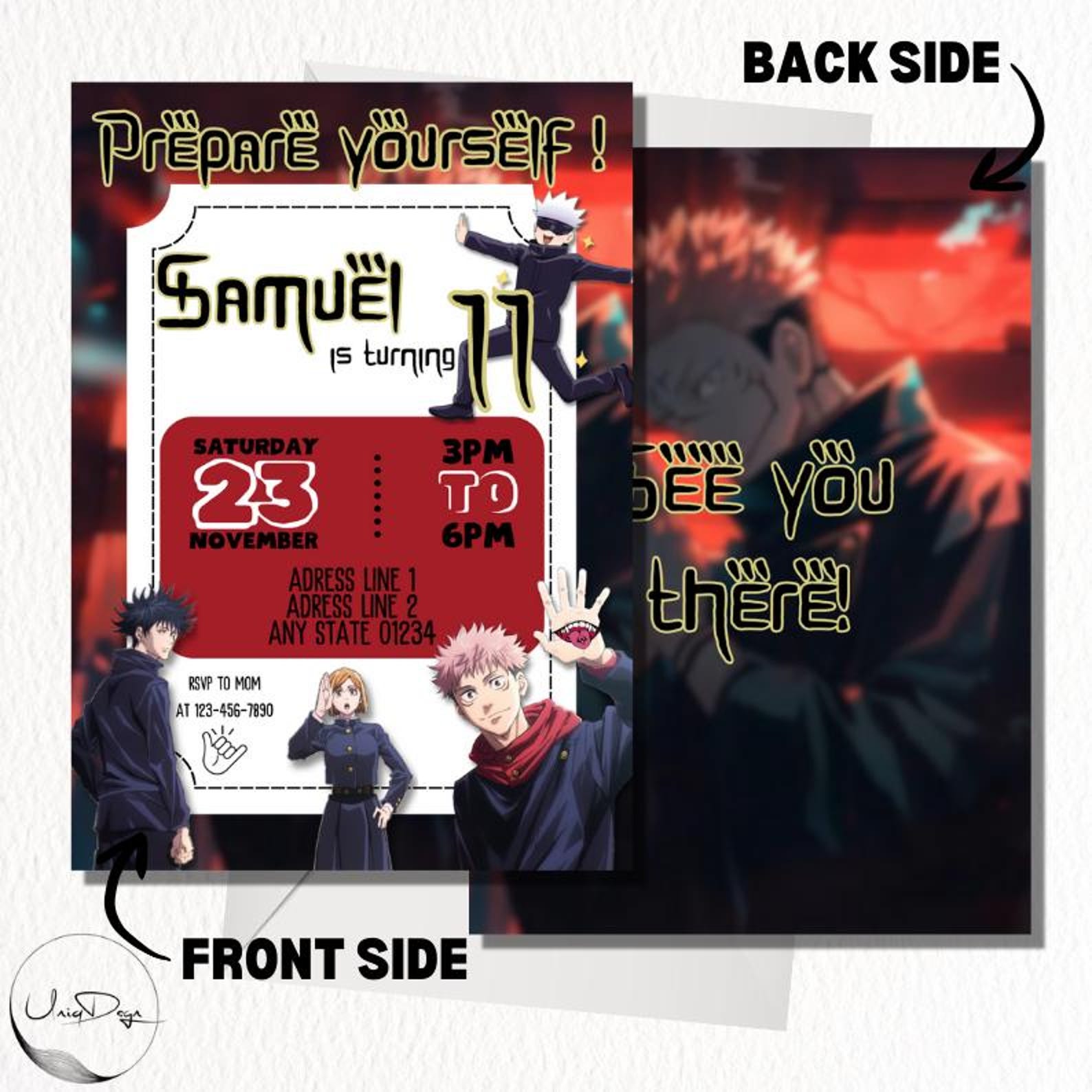 Jujutsu Kaisen Birthday Digital Invitation Template: Anime Party Invite ...