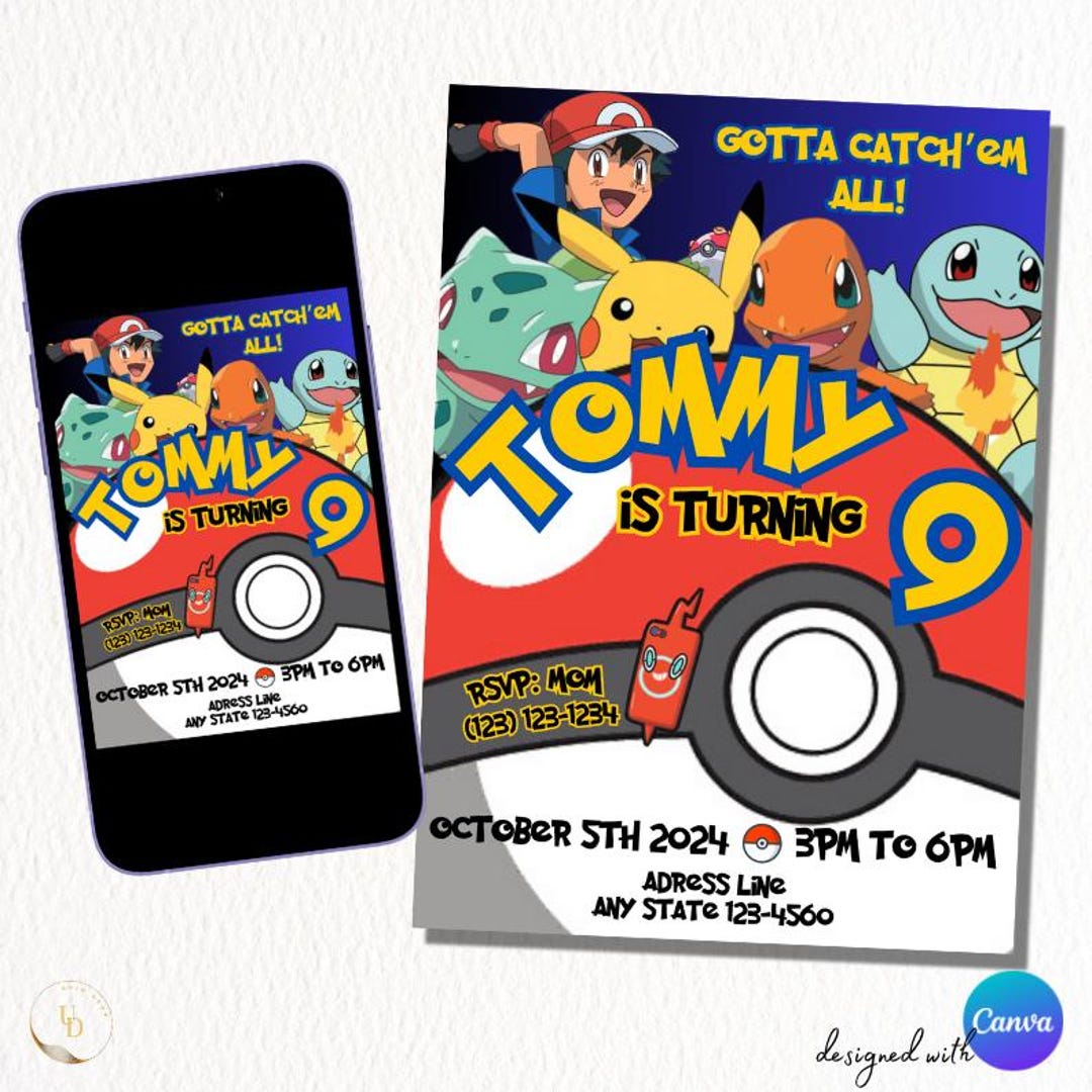Pokemon Birthday Party Invitation Template Printable Birthday ...