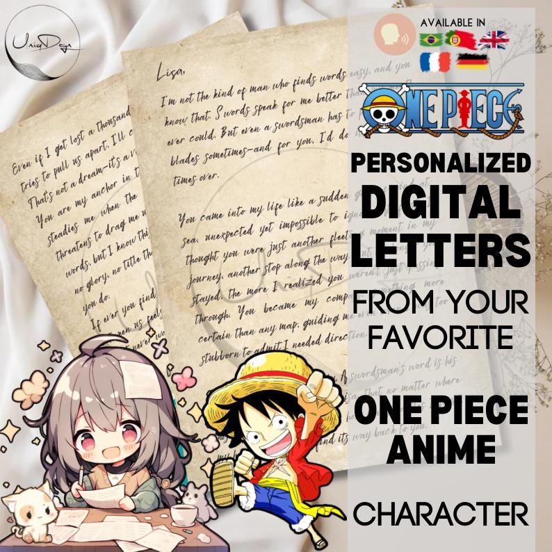 Personalized Digital Letter From One Piece Character | Unique Anime ...